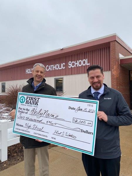 First Bank makes donation to Holy Name | News, Sports, Jobs - Daily Press